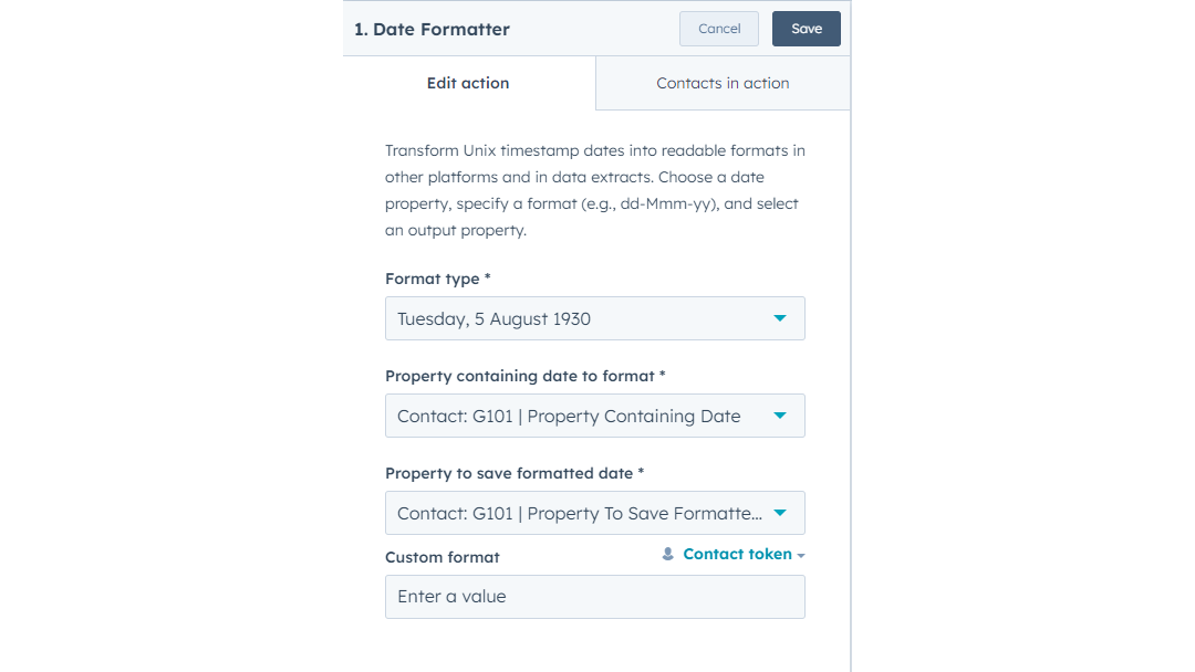 Workflow Data Format Actions Hubspot Integration Connect Them Today