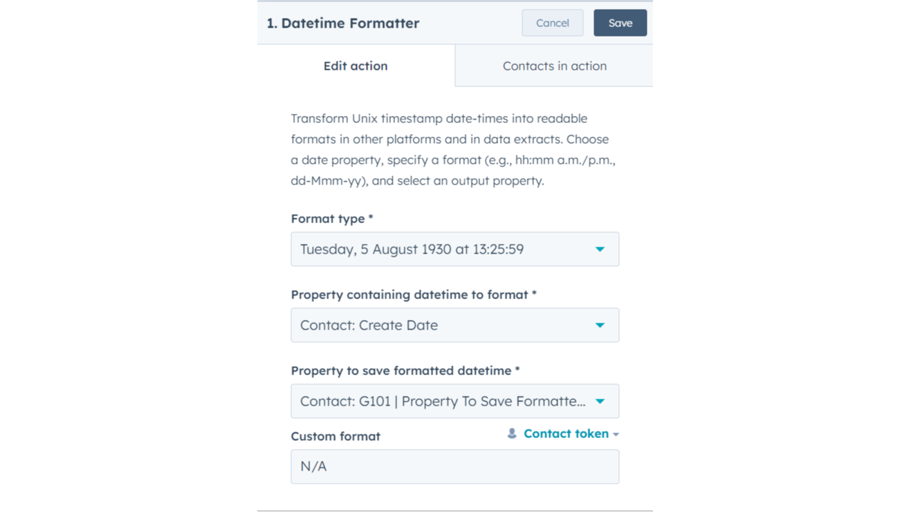 Workflow Data Format Actions HubSpot Integration | Connect Them Today Workflow Data Format Actions HubSpot Integration | Connect Them Today